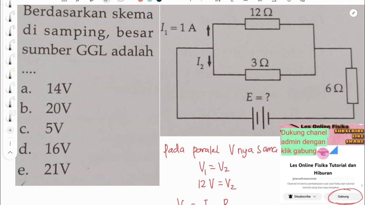 menghitung ggl pada rangkaian resistor R1 R2 R3 paralel dan seri - YouTube