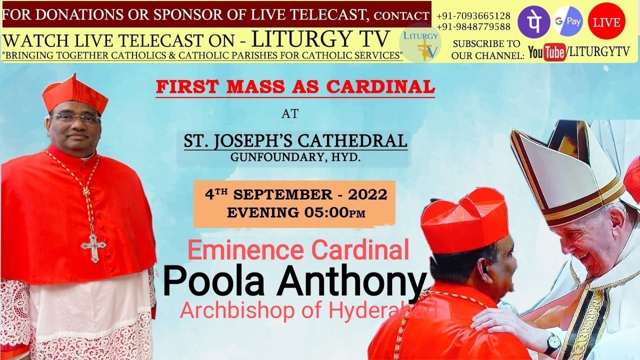 Cardinal Poola Anthony | 1st Holy Mass in Archdiocese | St. Joseph’s ...