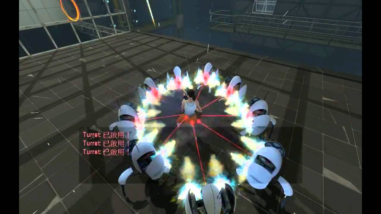 Portal 2 - Surrounded shooting by Turrets - YouTube