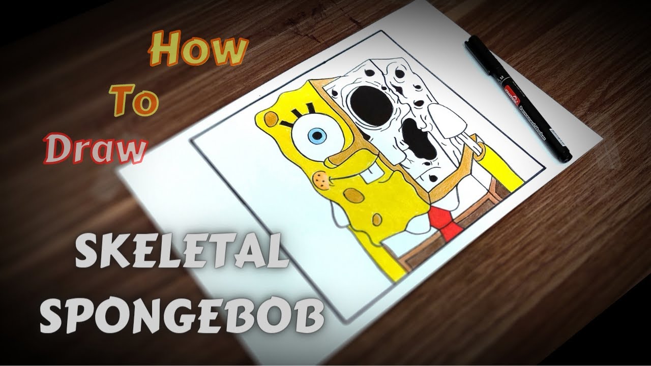 Skeleton SpongeBob Drawing tutorial step by step easy - YouTube