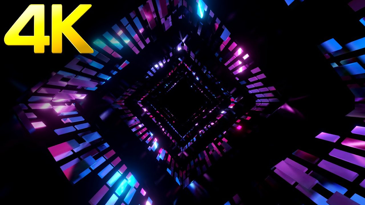 4K Abstract OLED Neon Square Led Lights Pink & Blue Color Screensaver ...