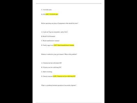 WasteWater Operator class C exam practice review questions and answers with certified solutions ...