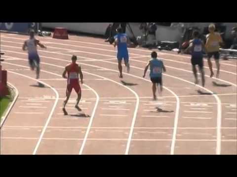 Track runner breaks his leg during 100m sprint - YouTube