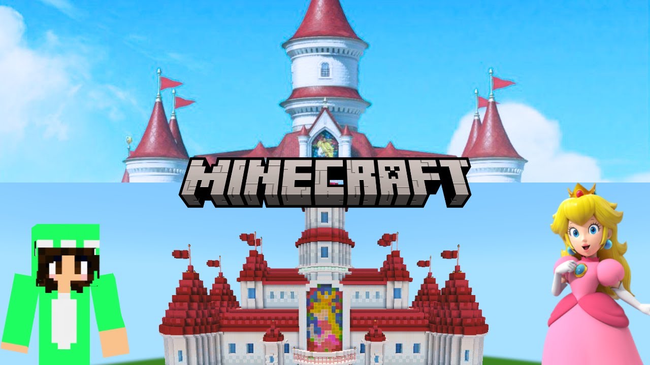 Building Princess Peach's castle from Mario in Minecraft - YouTube