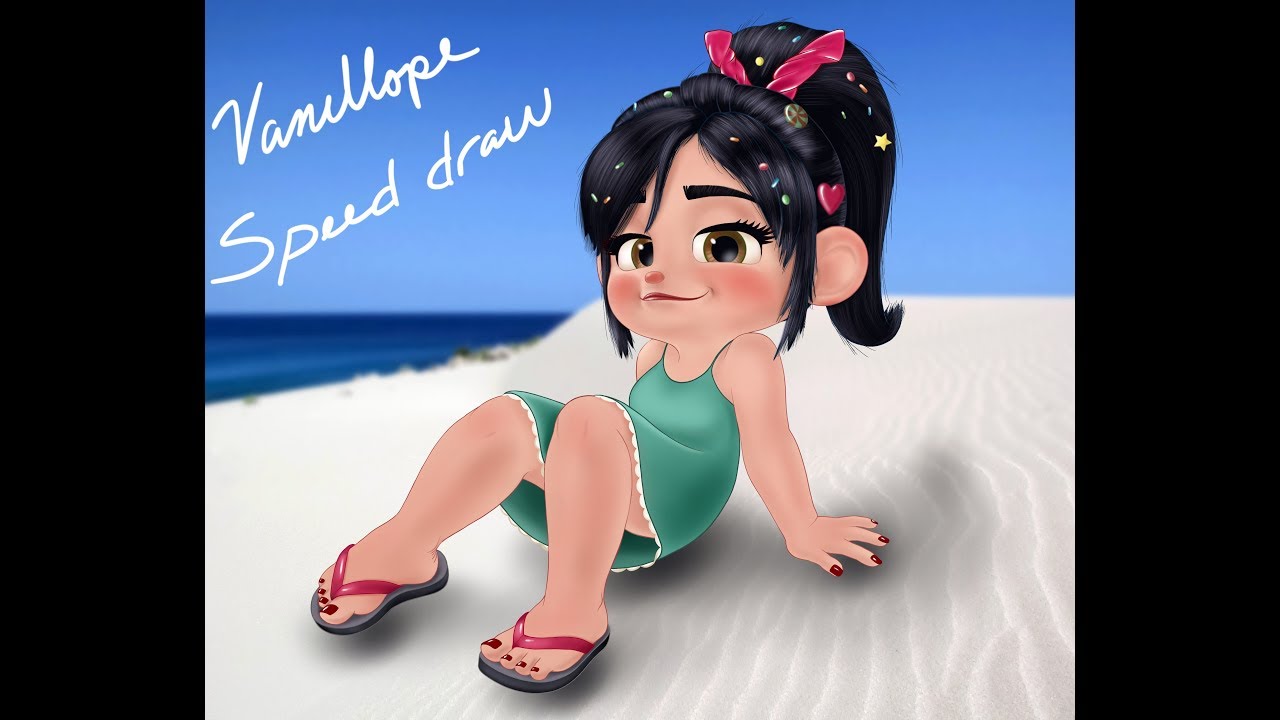 Vanellope von Schweetz - Relaxing at the Beach Speed draw / Speed paint ...