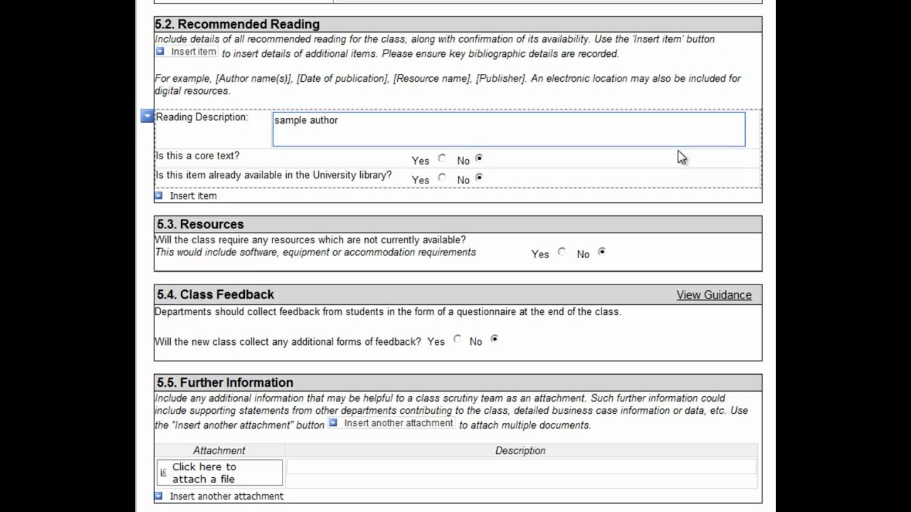Class form: Recommended reading - YouTube