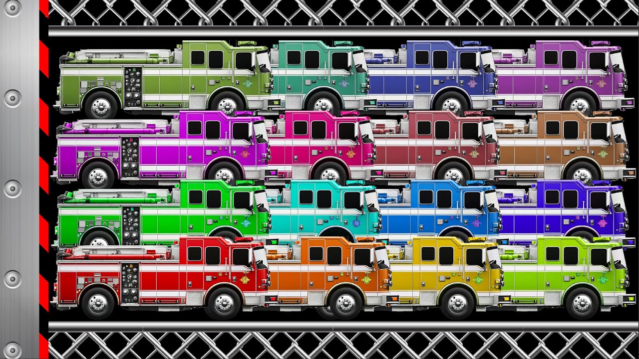 Colored Giant Fire Truck Race - Best Stickman Car War - Marble Race ...