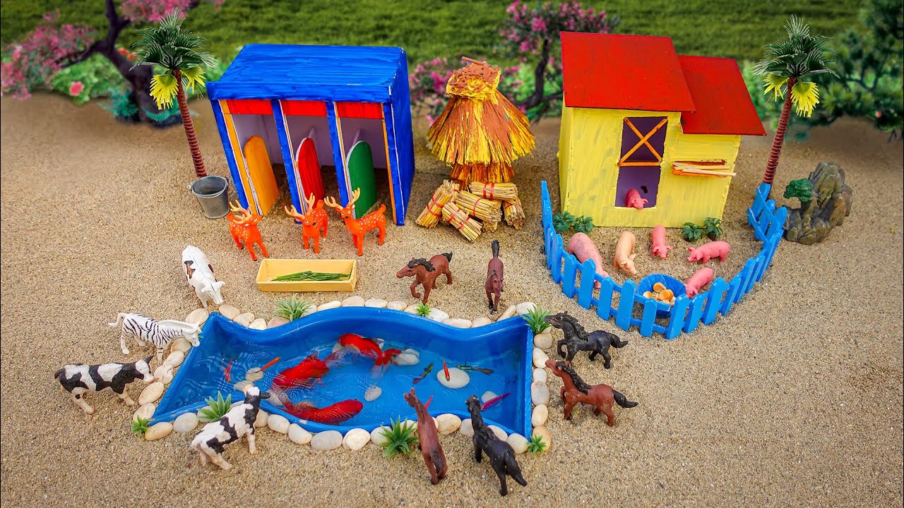 Farm diorama and animal barn | Make sheds for cow, horse | @RaceToyTime ...