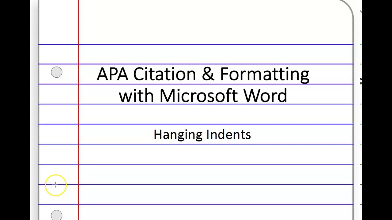 Hanging Indent Tool for Formatting an APA Reference List - YouTube