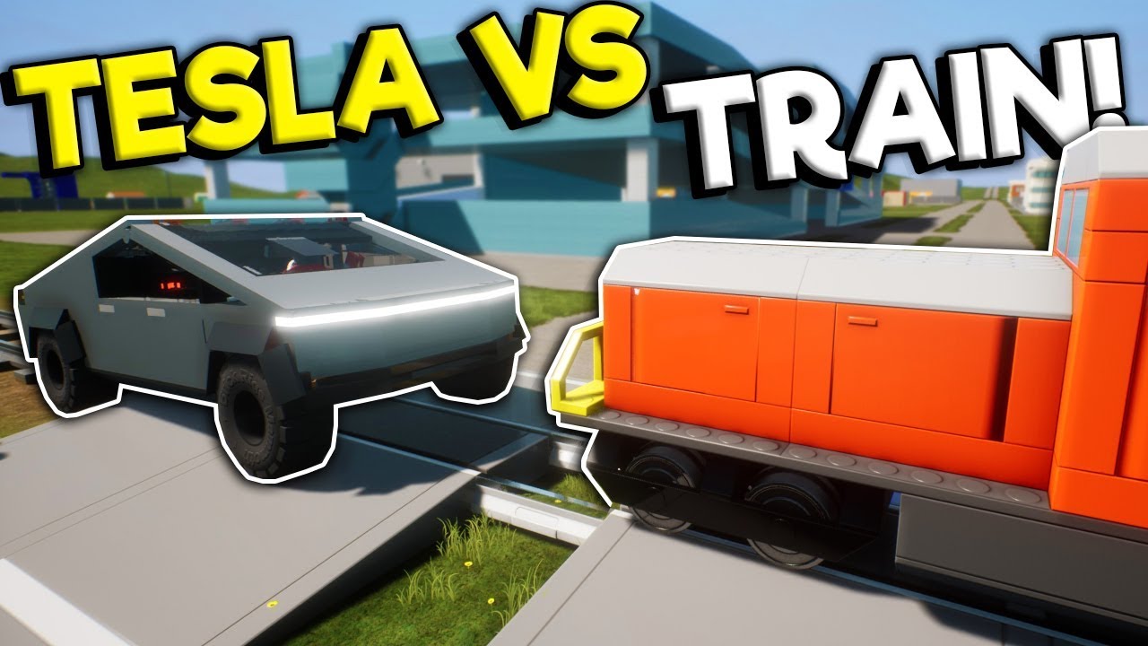 Lego Tesla Cybertruck VS Train! - Brick Rigs Funny Moments Gameplay ...