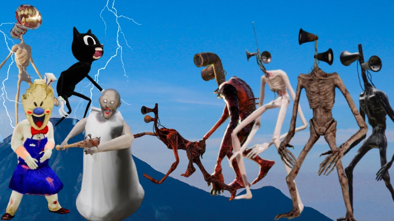 Team monsters Siren Head Cartoon cat SCP TV head Long legs #comedy # ...