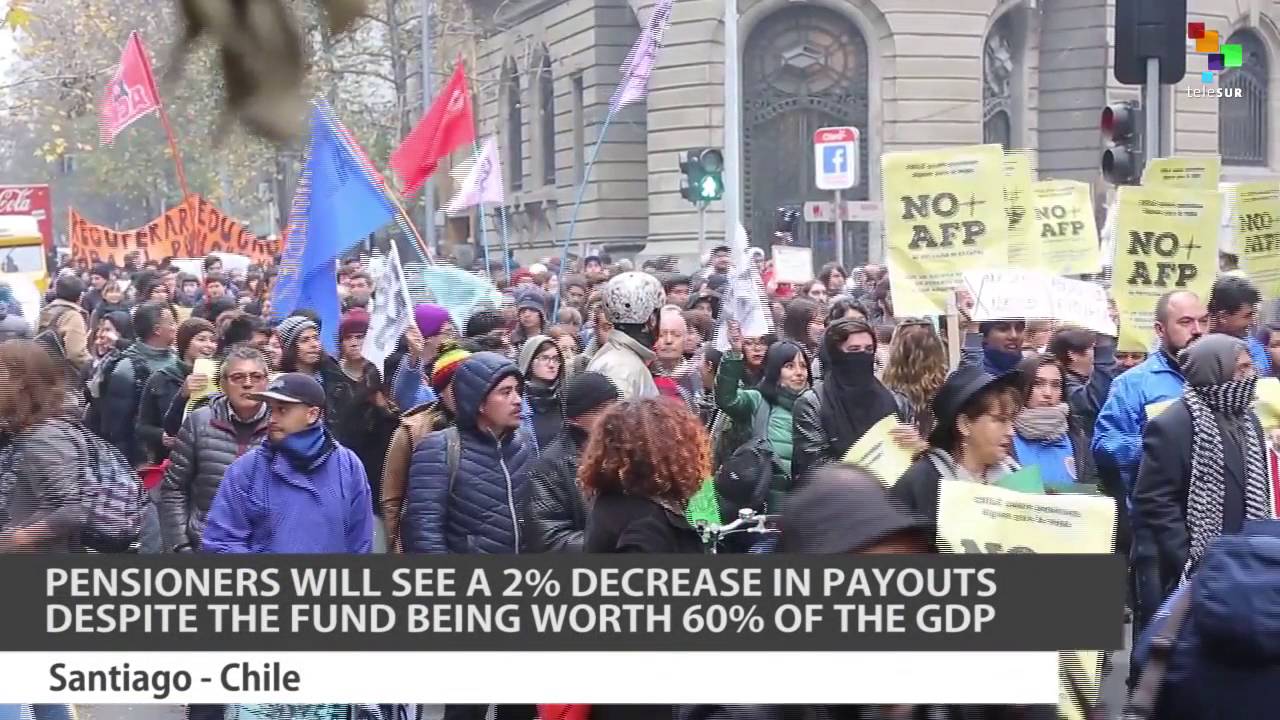 Retirees Protest Against Chile's Private Pension Funds - YouTube