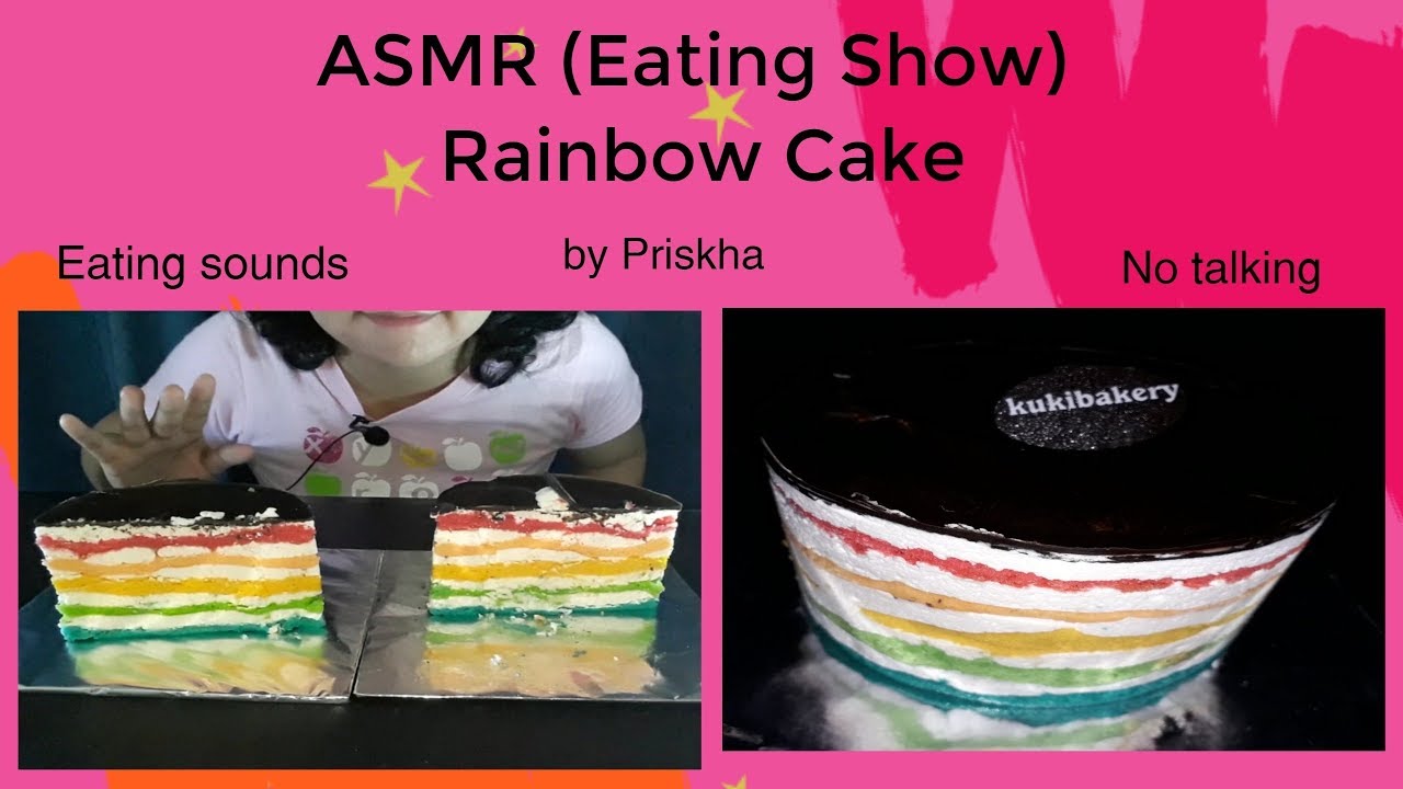 ASMR Rainbow Cake #3. No talking. Eating Sounds. - YouTube