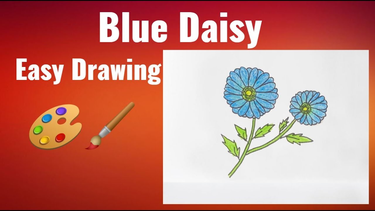 Blue Daisy Flower Drawing