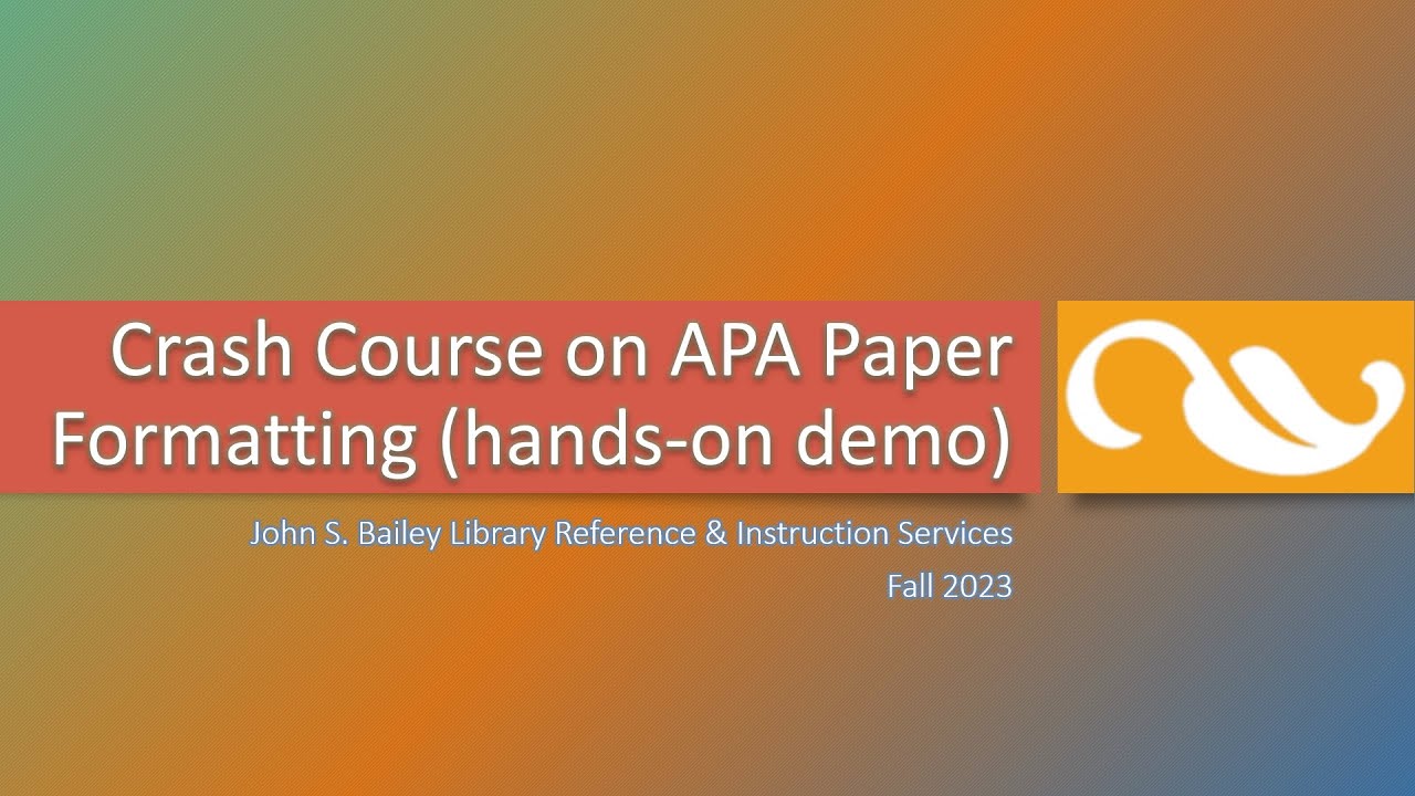 Crash Course on APA Paper Formatting (hands-on demo) - YouTube