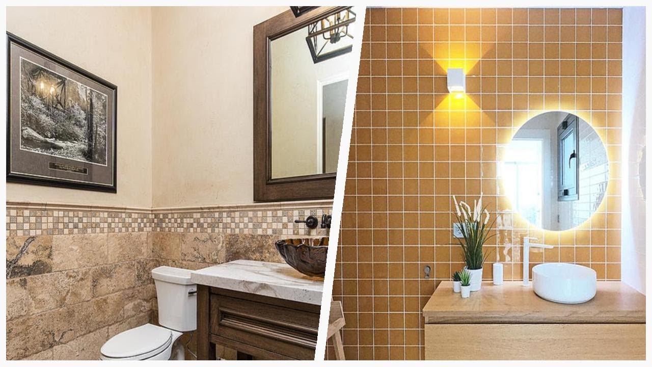 75 Mediterranean Ceramic Tile Powder Room Design Ideas You'll Love ...