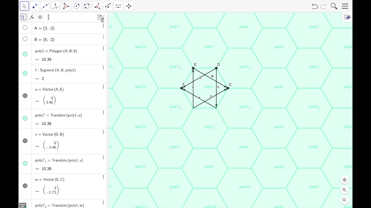 Translations: Pavage hexagonal, Activité GeoGebra - YouTube