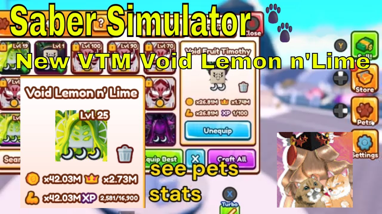 New Update Saber Simulator 🐾 New VTM Void Lemon n'Lime, added 5 new ...