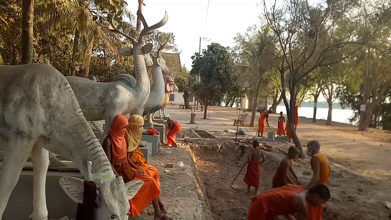 សាមណេរកាប់ដី Monks dig land - YouTube