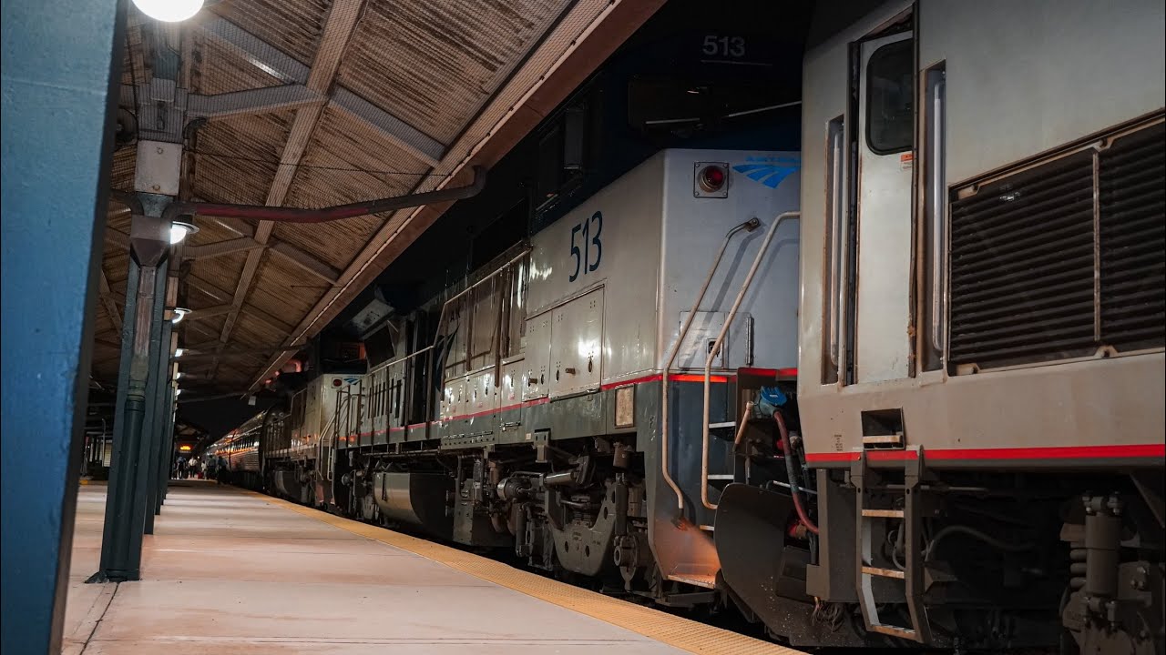Night RTA train action at Hollywood Beach featuring Amtrak Dash-8’s ...