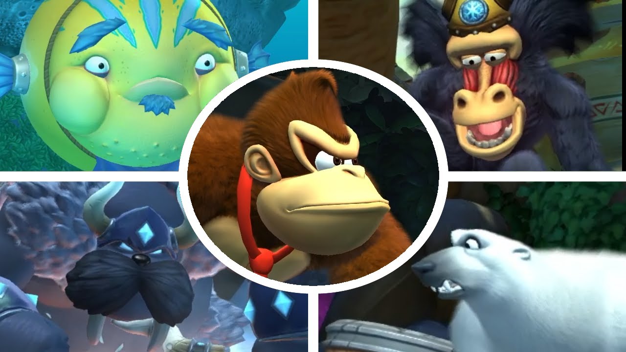 Donkey Kong Country: Tropical Freeze - All Bosses (Hard Mode Difficulty ...