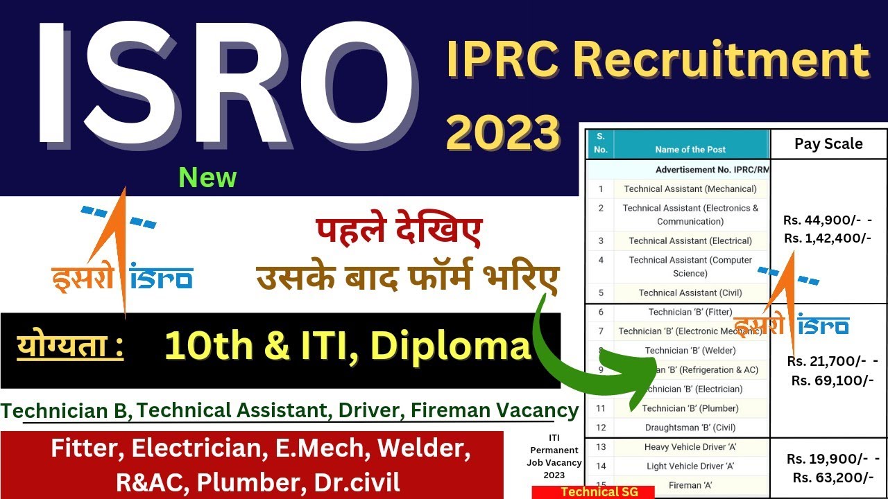ISRO IPRC Recruitment 2023 | ISRO Technician B Recruitment | Govt Job ...