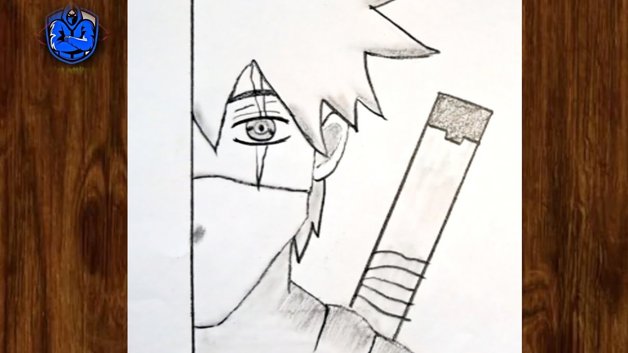 Easy anime half face drawing | How to draw Anime Ninja ( Kakashi ) step ...