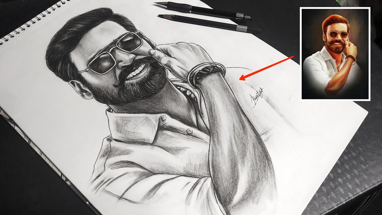 How To Draw Dhanush Sketch Of Actor Dhanush Drawing Dhanush