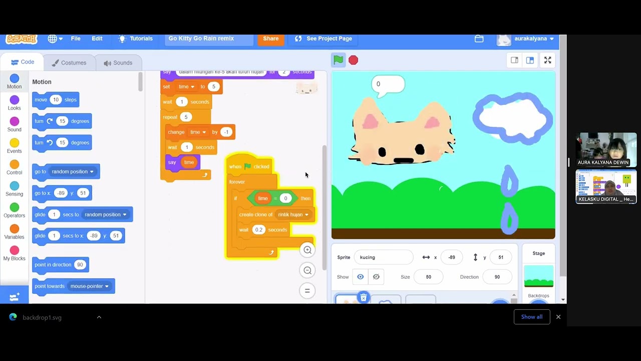 Animasi Kucing dengan Scratch 3.0 Buatan Aura - YouTube