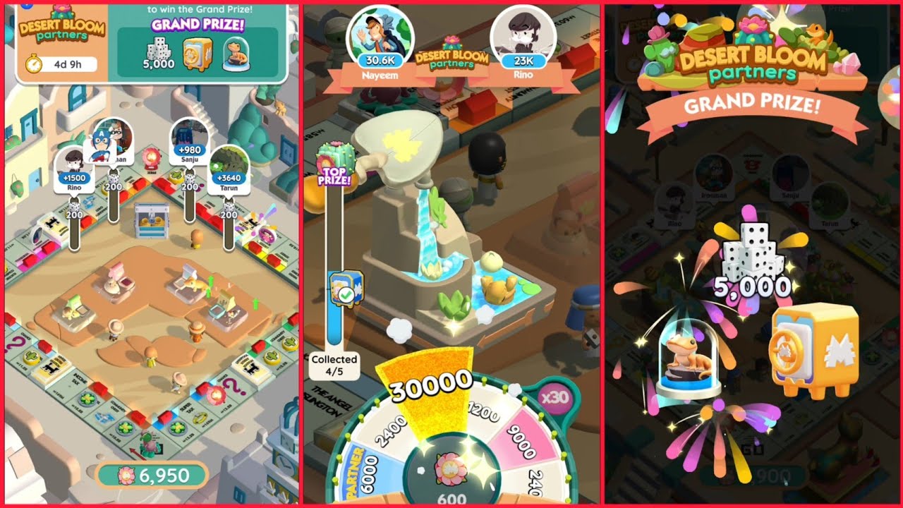 Monopoly Go! Desert Bloom Partners 🌺 - Full Completed Gameplay With 4 ...