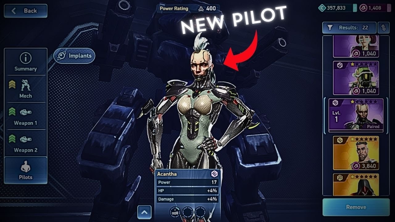 Mech Arena New Pilot "ACANTHA" - YouTube