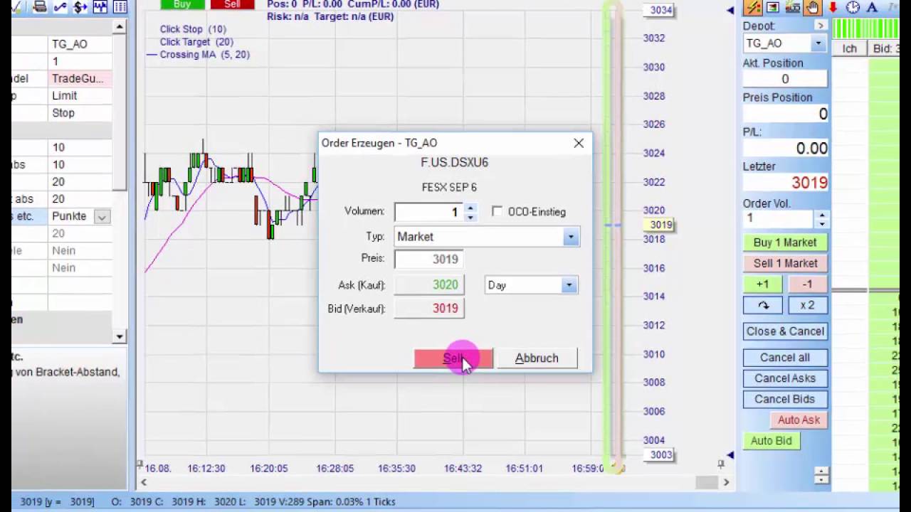 6 2 1. TradeGuard+AutoOrder mit Click Stop und Click Target (Halbautomatischer Handel) - YouTube