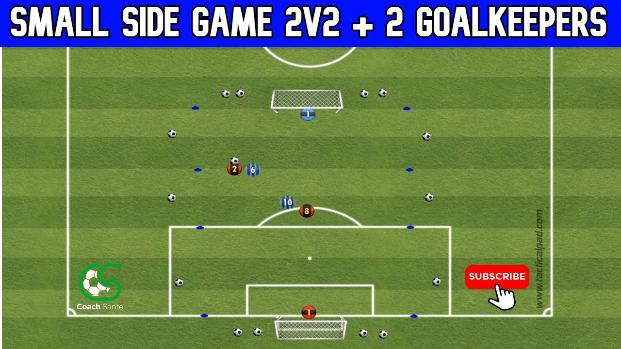 Small side game 2v2 + 2 goalkeepers | Coach Sante - YouTube