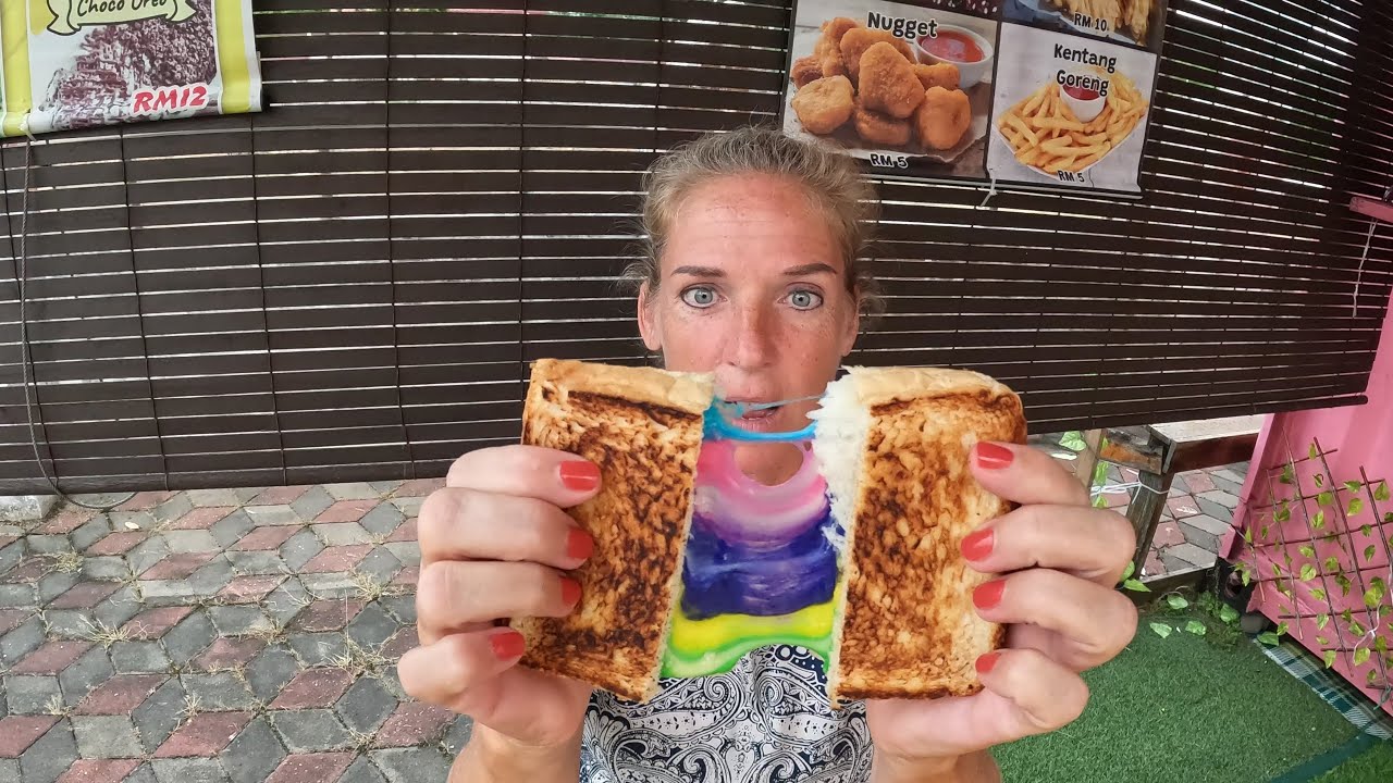 Amazing Rainbow Cheese Toast Malaysian Street Food 🇲🇾 - YouTube