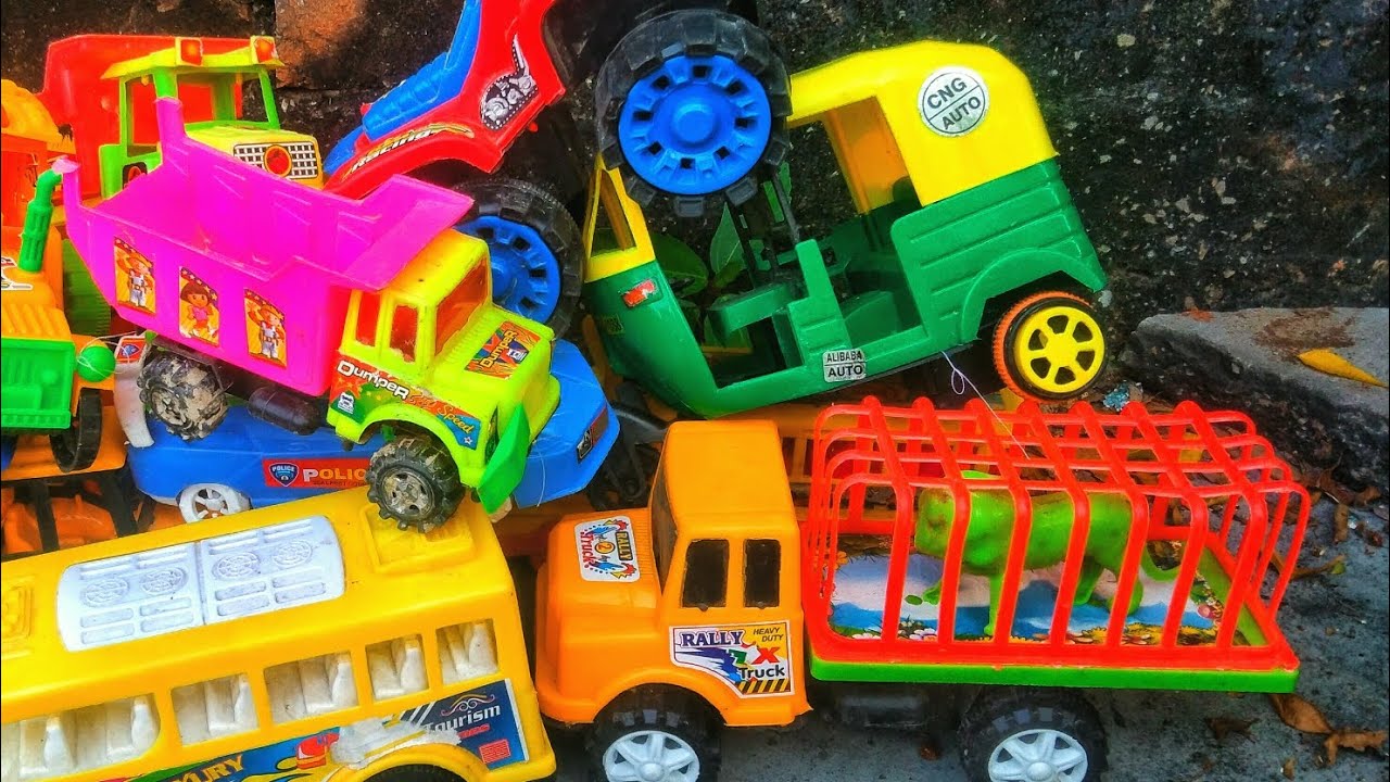 gadi wala cartoon video | khilona wala auto ricasha and tractor 🚜 | jcb ...
