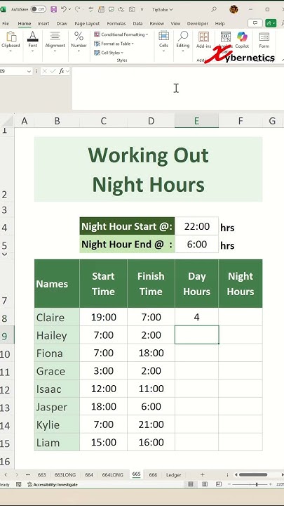 Calculate Day And Night Shift Hours in Excel - Excel Tips and Tricks - YouTube
