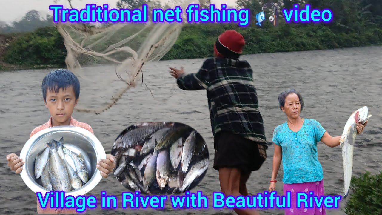 Traditional net fishing 🐟 !! Video village in River with !! Beautiful ...