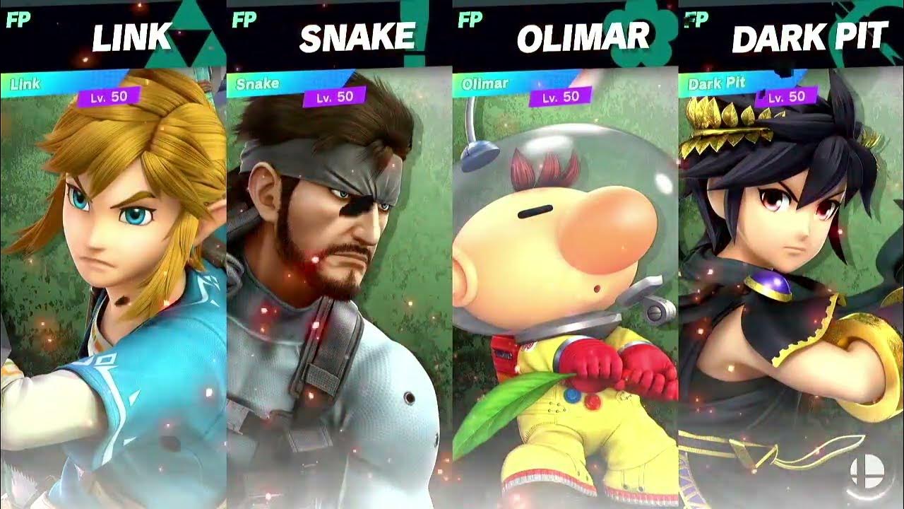 Super Smash Bros Ultimate Amiibo Fights EX Link v Snake v Olimar v Dark Pit - YouTube