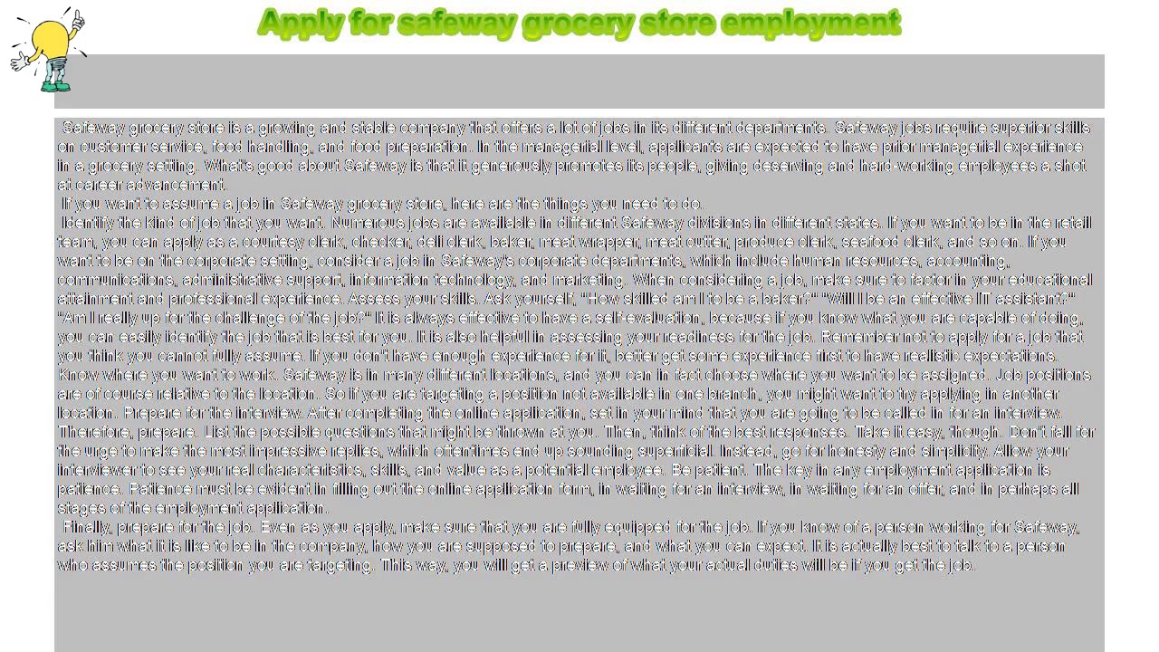 How to : Apply for safeway grocery store employment - YouTube