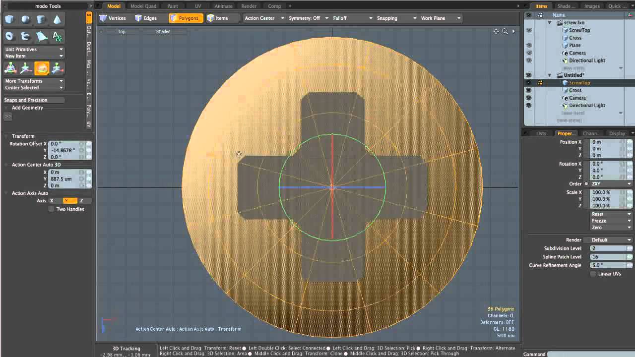 Quick Tip: Model a Screw Head using Subdivision Surfaces in Modo - YouTube