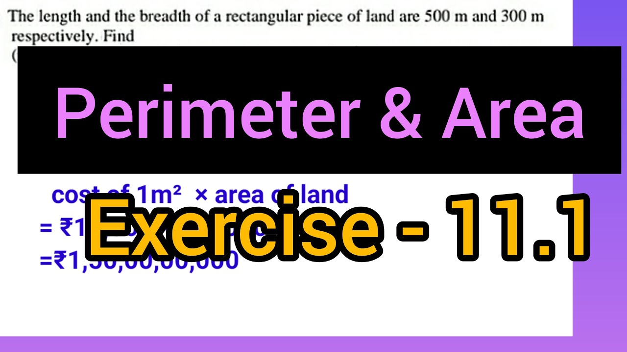 Perimeter & Area - fundamental Ex - 11.1 class 7 - YouTube