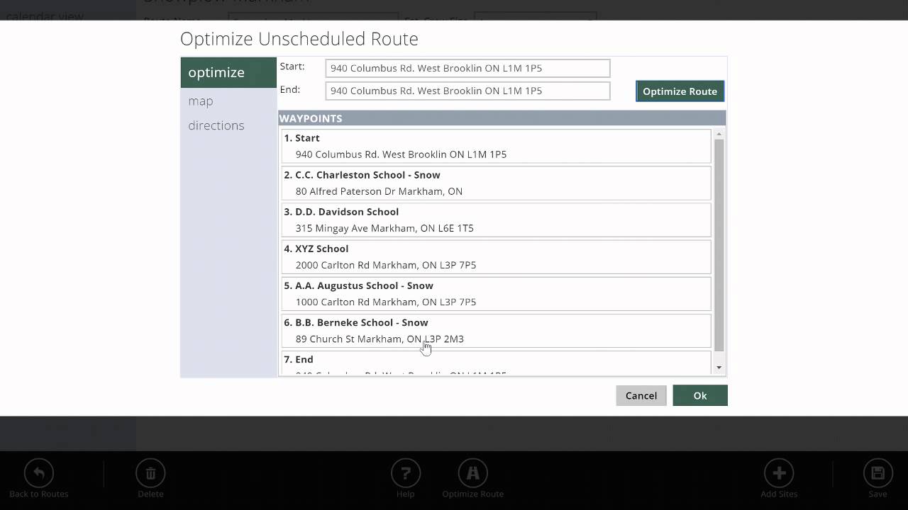 Landscape Scheduling Software - Unscheduled Routes (Snow Scheduling ...