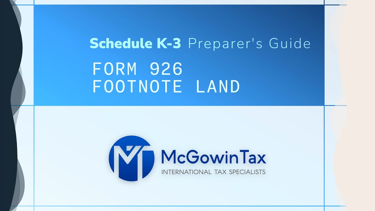 Schedule K-3 Guide | #2 Form 926 - YouTube