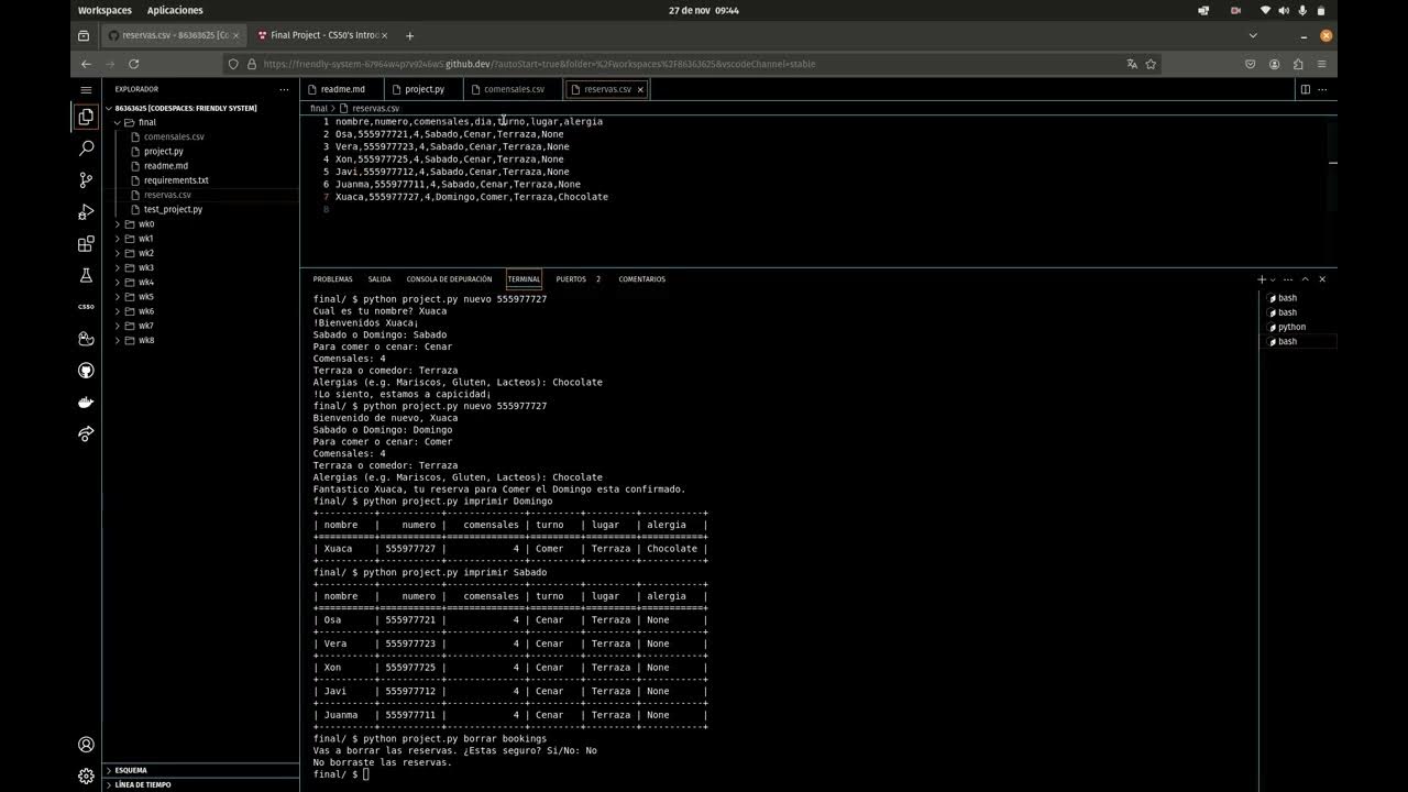 2024 Restaurant Booking System (CS50P) - YouTube