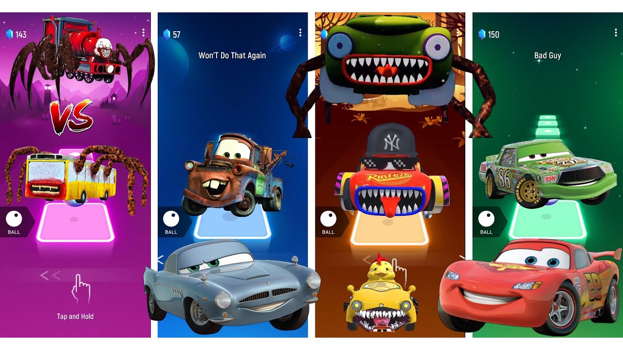 Bus Eater 🆚 Tow Mater 🆚 Eater Rapper 🆚 Chick Hicks in Tiles Hop EDM ...