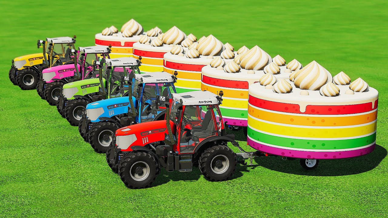 Load & Transport Giant Cakes with Mini Rigitrac Tractors Challenge ...