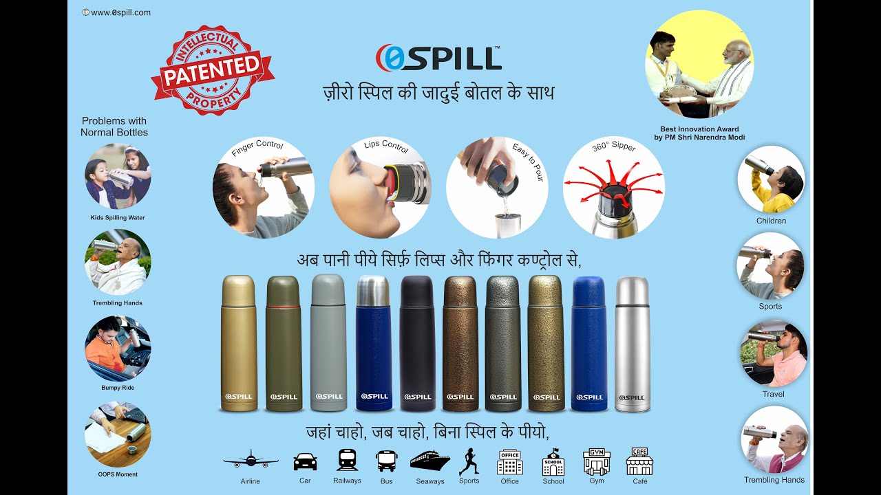 0SPILL (Zero Spill Water Bottle) | Best Smart Water Bottle India ...
