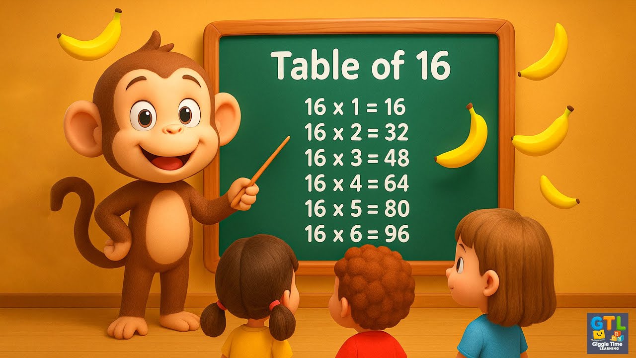 Table of 16 | Easy Multiplication Song for Kids | Giggle Time Learning ...