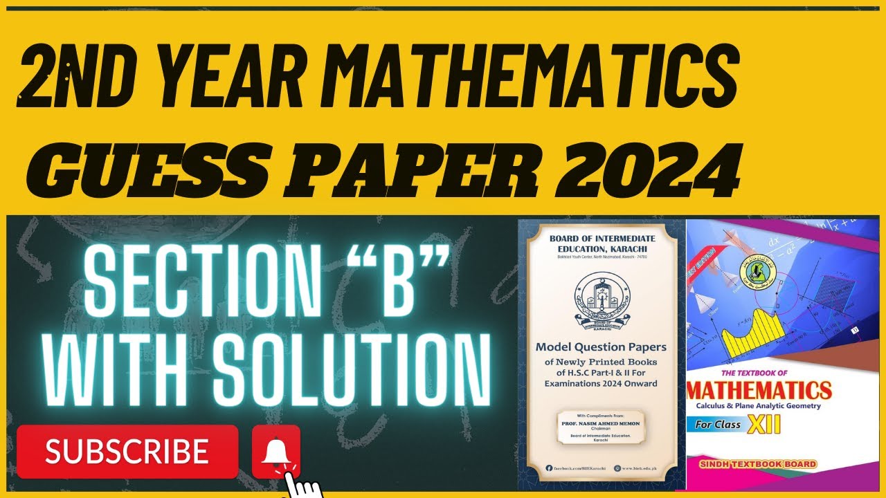 Class 12 Mathematics Guess Paper Important Section B 2024 Sindh Board ...