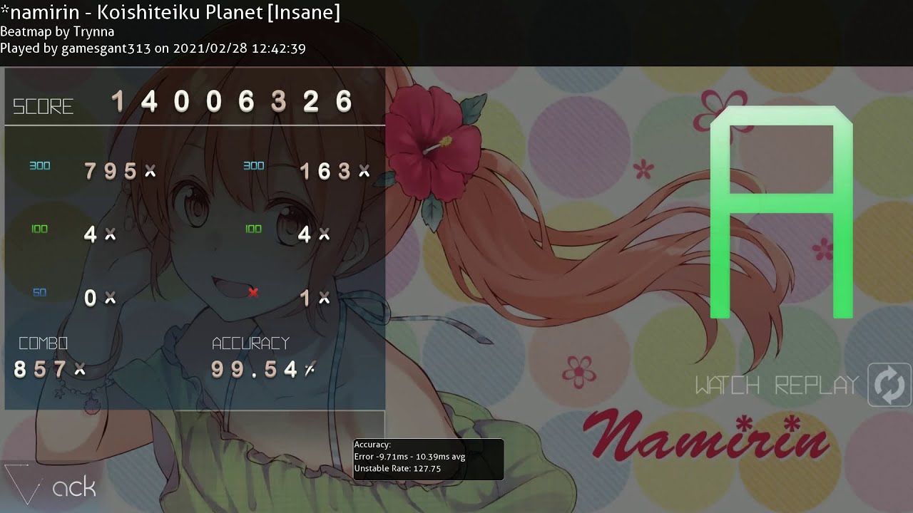 *Namirin - Koishiteiku Planet [Insane] 857x 99.54% - 1 miss - YouTube